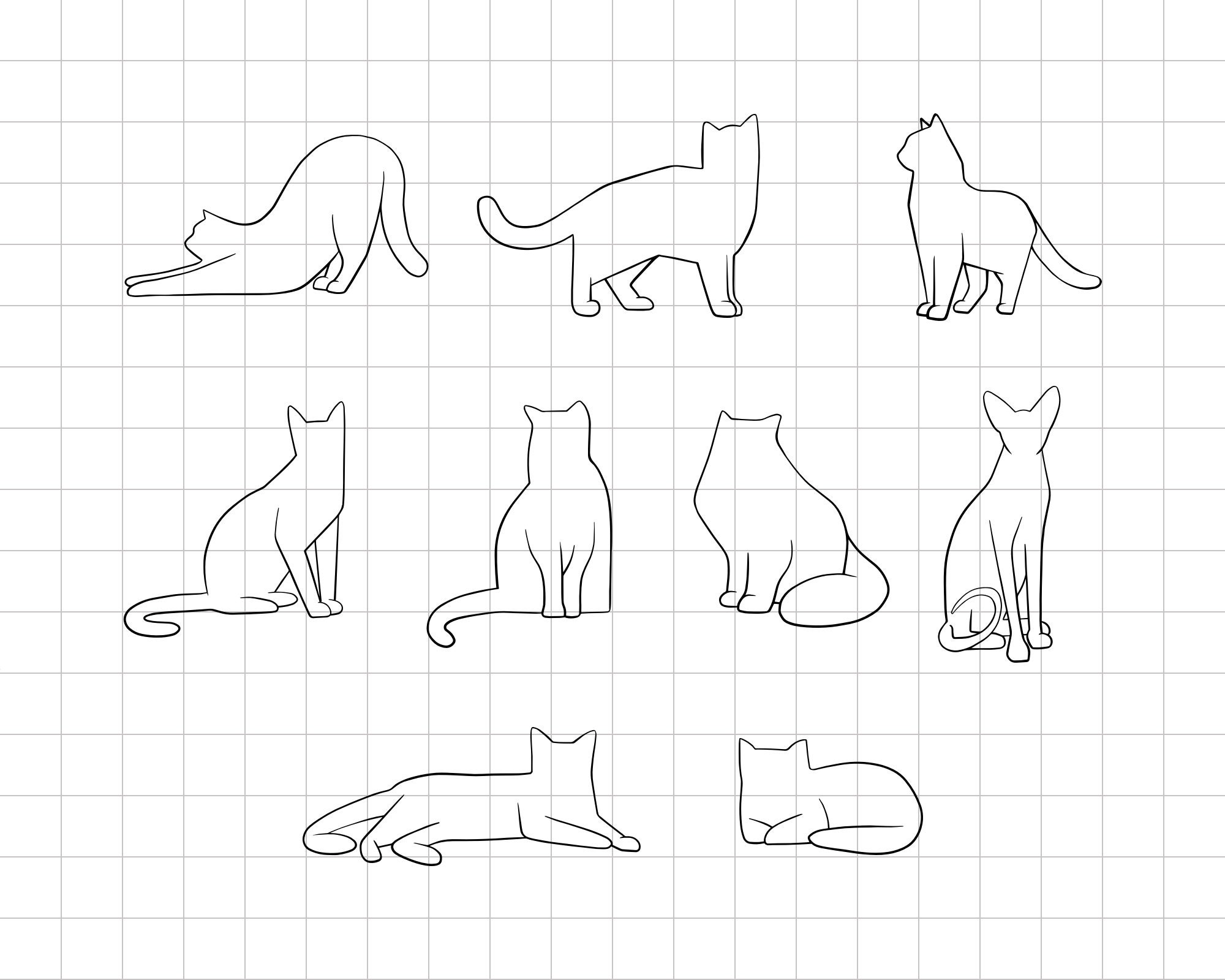 Cats Clipart Vector Illustration, Cats Outline SVG, Cat Logo Outline ...