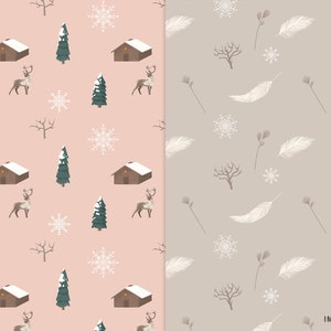 Winter Digital Paper, Winter Boho Scrapbook Paper, Christmas Boho ...