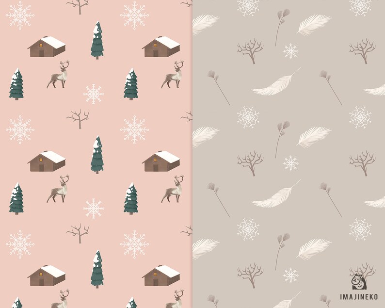 Winter Digital Paper, Winter Boho Scrapbook Paper, Christmas Boho ...