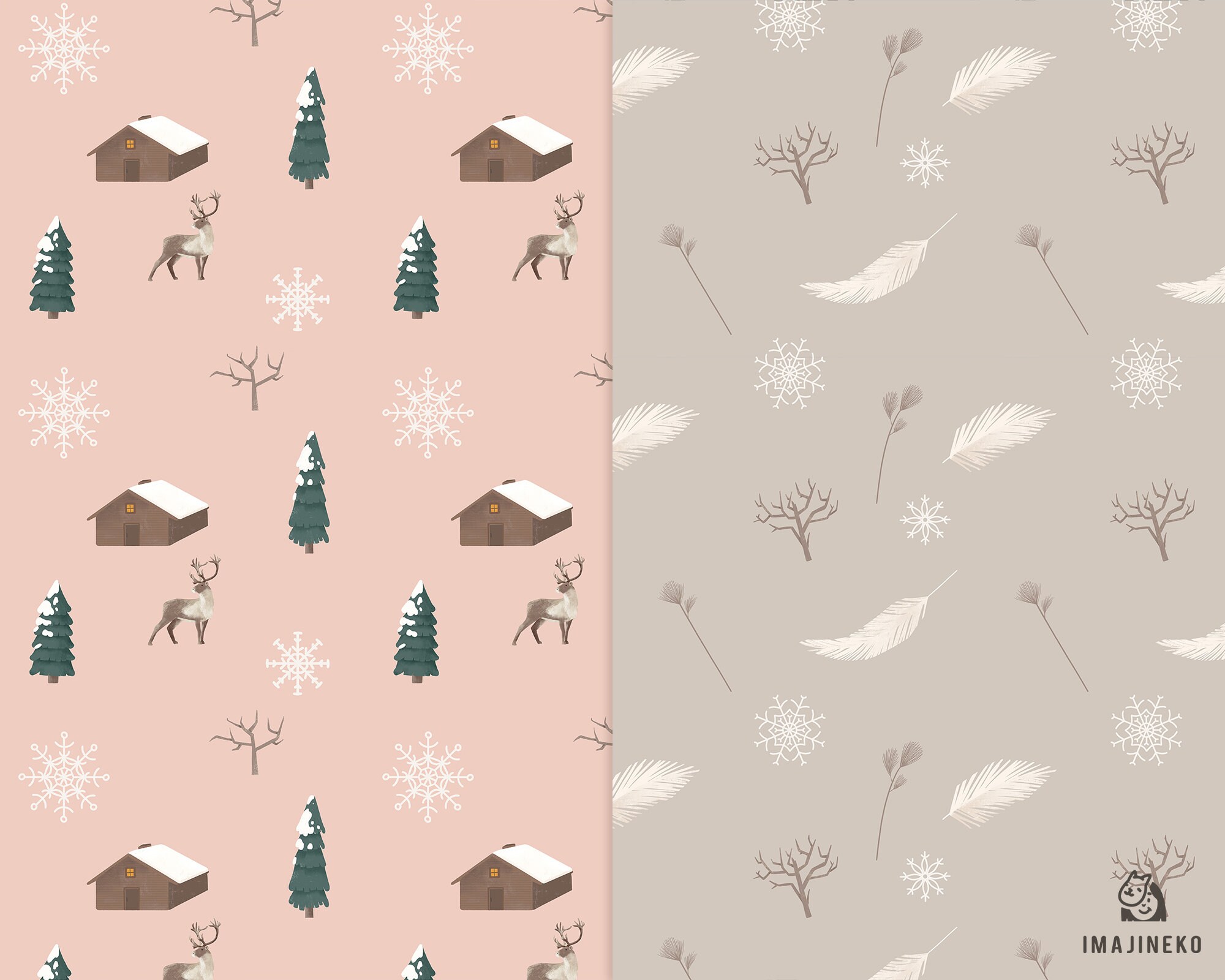 Winter Digital Paper, Winter Boho Scrapbook Paper, Christmas Boho ...