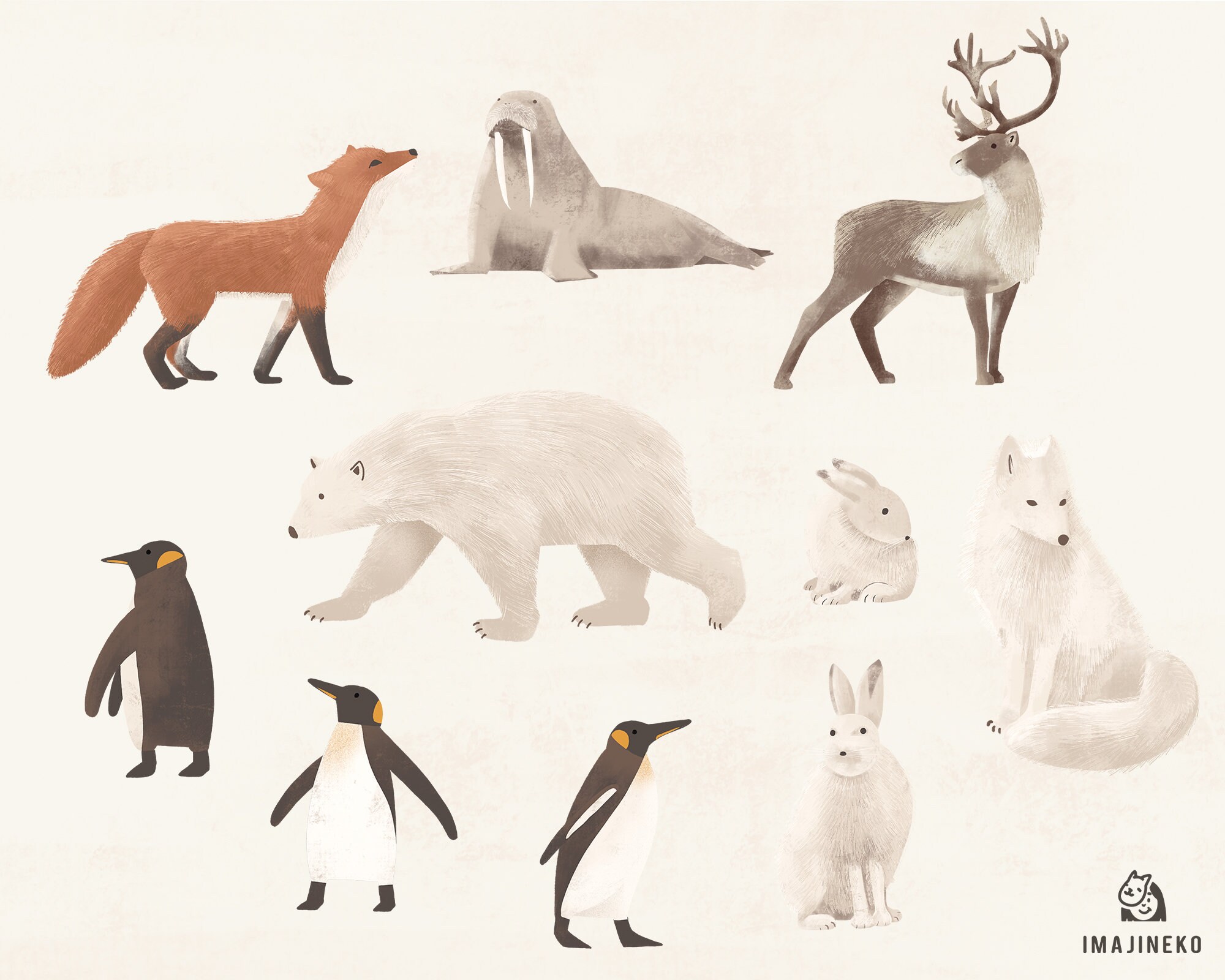 Winter Animals Clipart, Snow Arctic Animals PNG Commercial Use, Winter ...