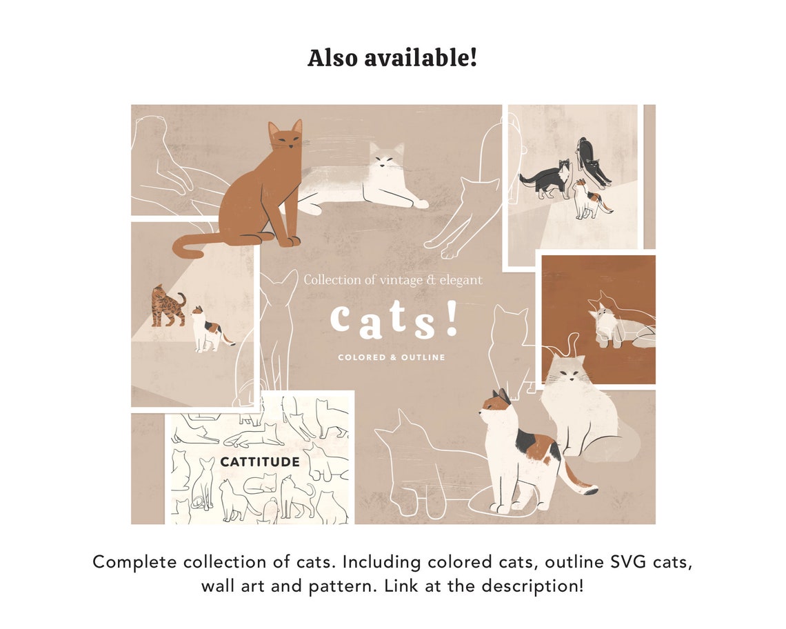 Cats Clipart Illustration, Cute and Elegant Kitty PNG, Kawaii Neko, Cat ...