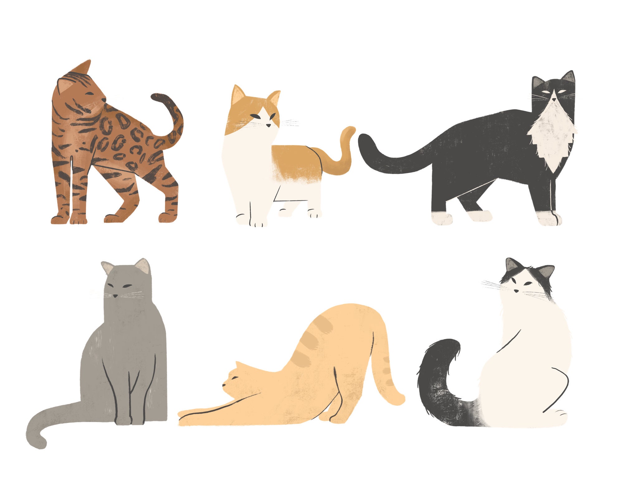 Cats Clipart Illustration, Cute and Elegant Kitty PNG, Kawaii Neko, Cat ...