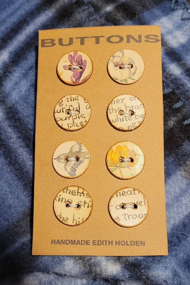 Handmade Edith Holden Paper Buttons - Etsy