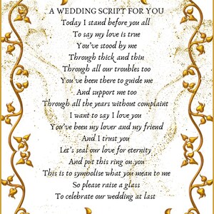 Custom Wedding Vows Print | Personalized Marriage Script (digital or ...