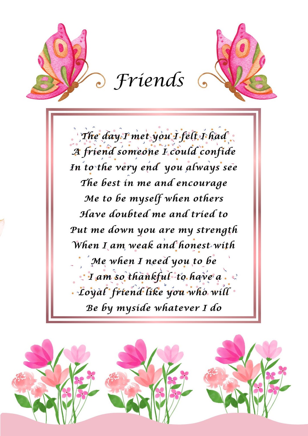 A Poem for My Friend || Bestie|| Best Friend|| Sister Friend - Etsy