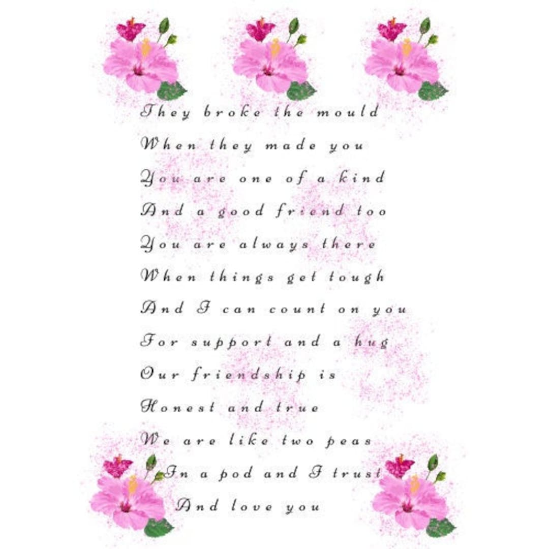 Bestie Poem for Your Best Friend | a Gift for Your Loved One | Family ...
