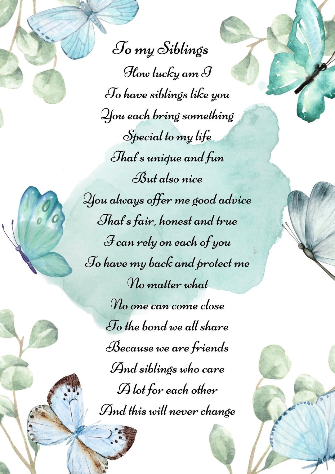 Personalised Siblings Poem | Unique Twins | Triplets | Squads | Poetry ...