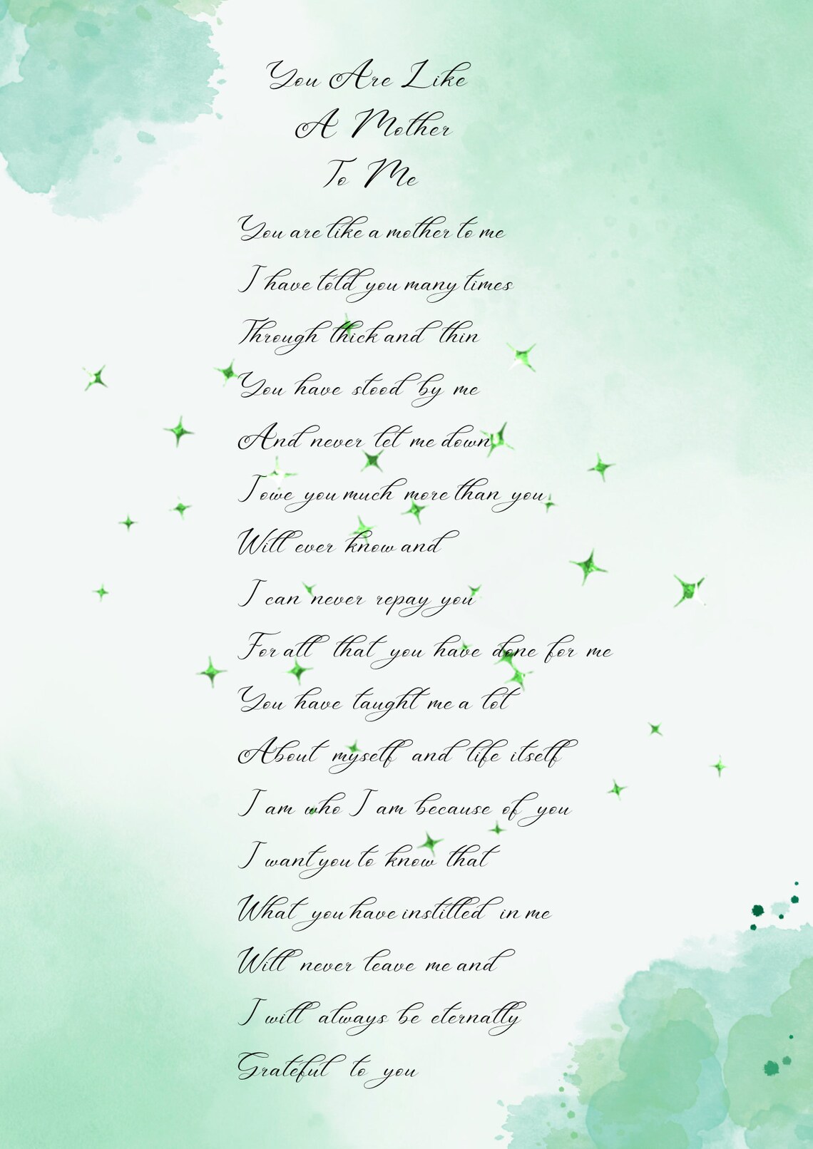 You Are Like a Mother to Me Poem Get This Poem as a Gift for That ...