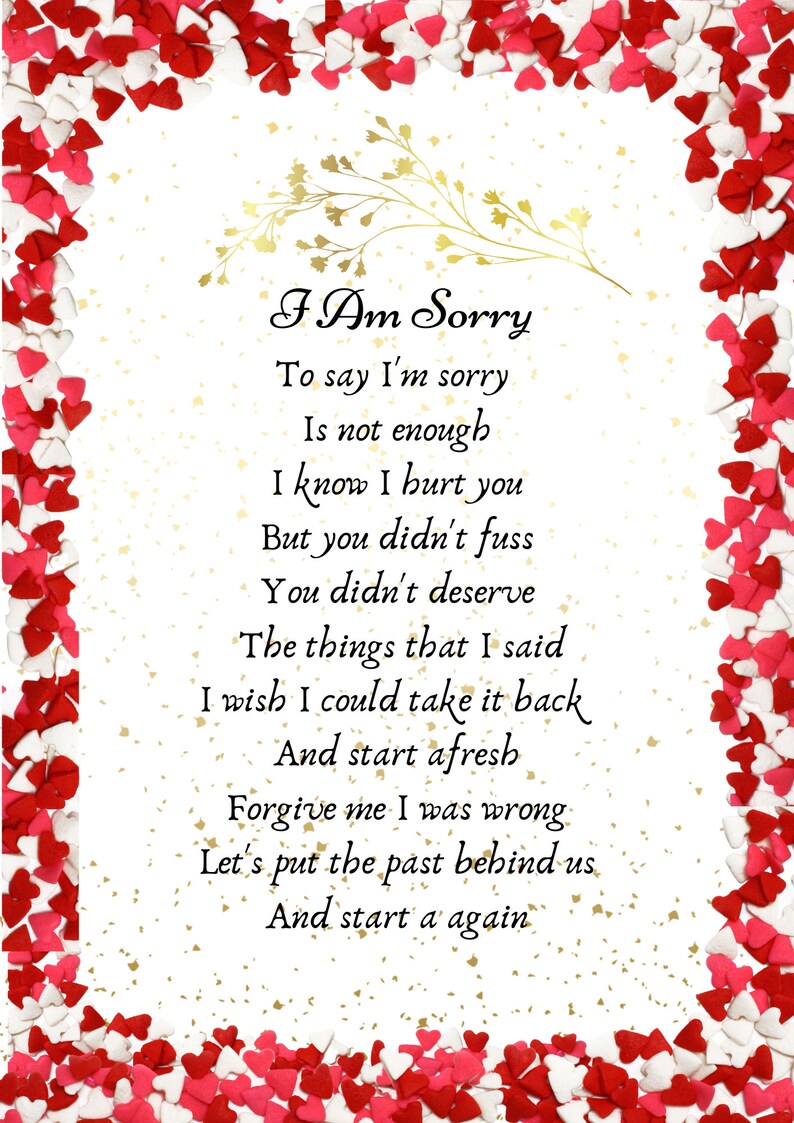 Best Poem for Saying Sorry Print Custom Poetry to Apologise From ...