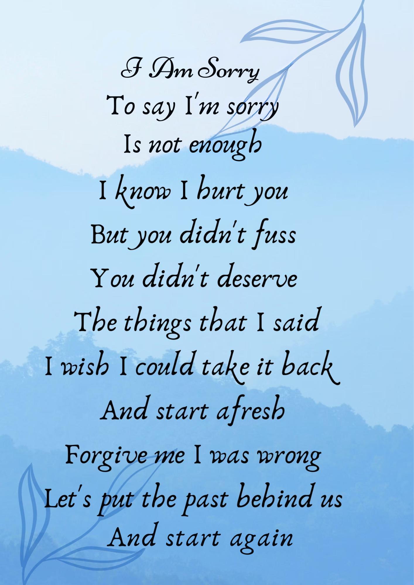 Best Poem for Saying Sorry Print | Custom Poetry to Apologise From ...