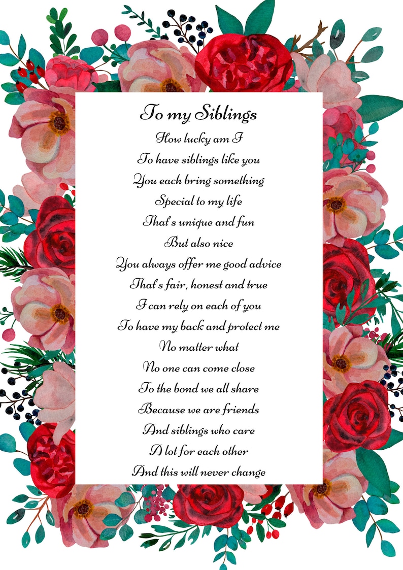 Personalised Siblings Poem | Unique Twins | Triplets | Squads | Poetry ...