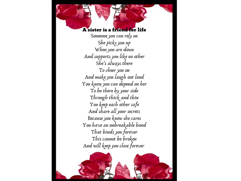 Sister Poem Big Sis Poem Personalised Poetry Prints for - Etsy