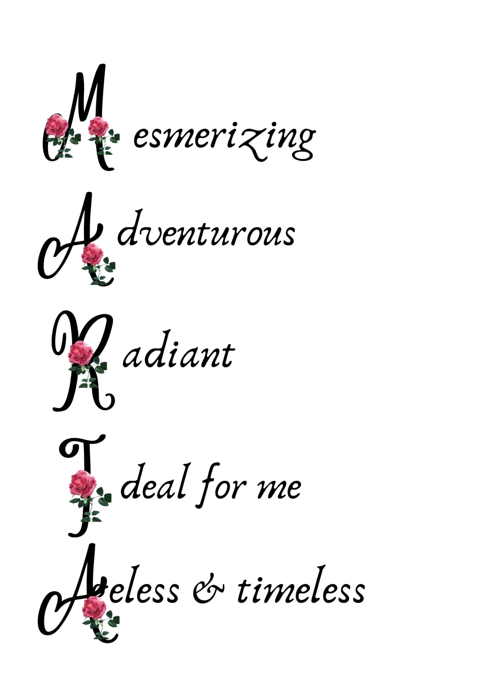 Beautiful Customised Physical and Digital Acrostic Poem | Personalised ...