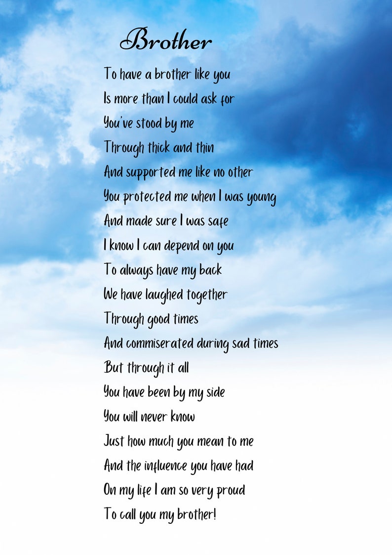 Personalized Brother Poem Print | Gift for Brother (digital Download ...