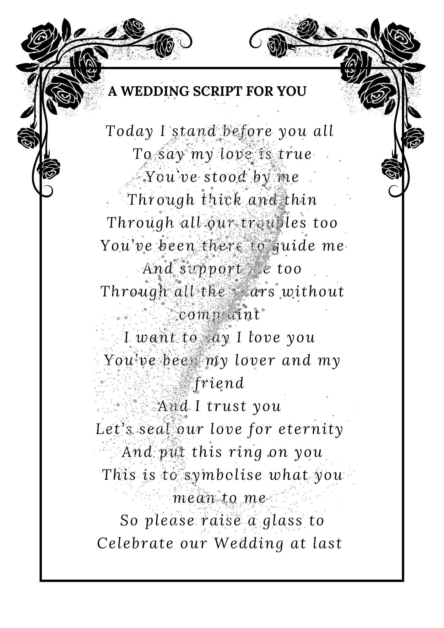 Custom Wedding Vows Print | Personalized Marriage Script (digital or ...