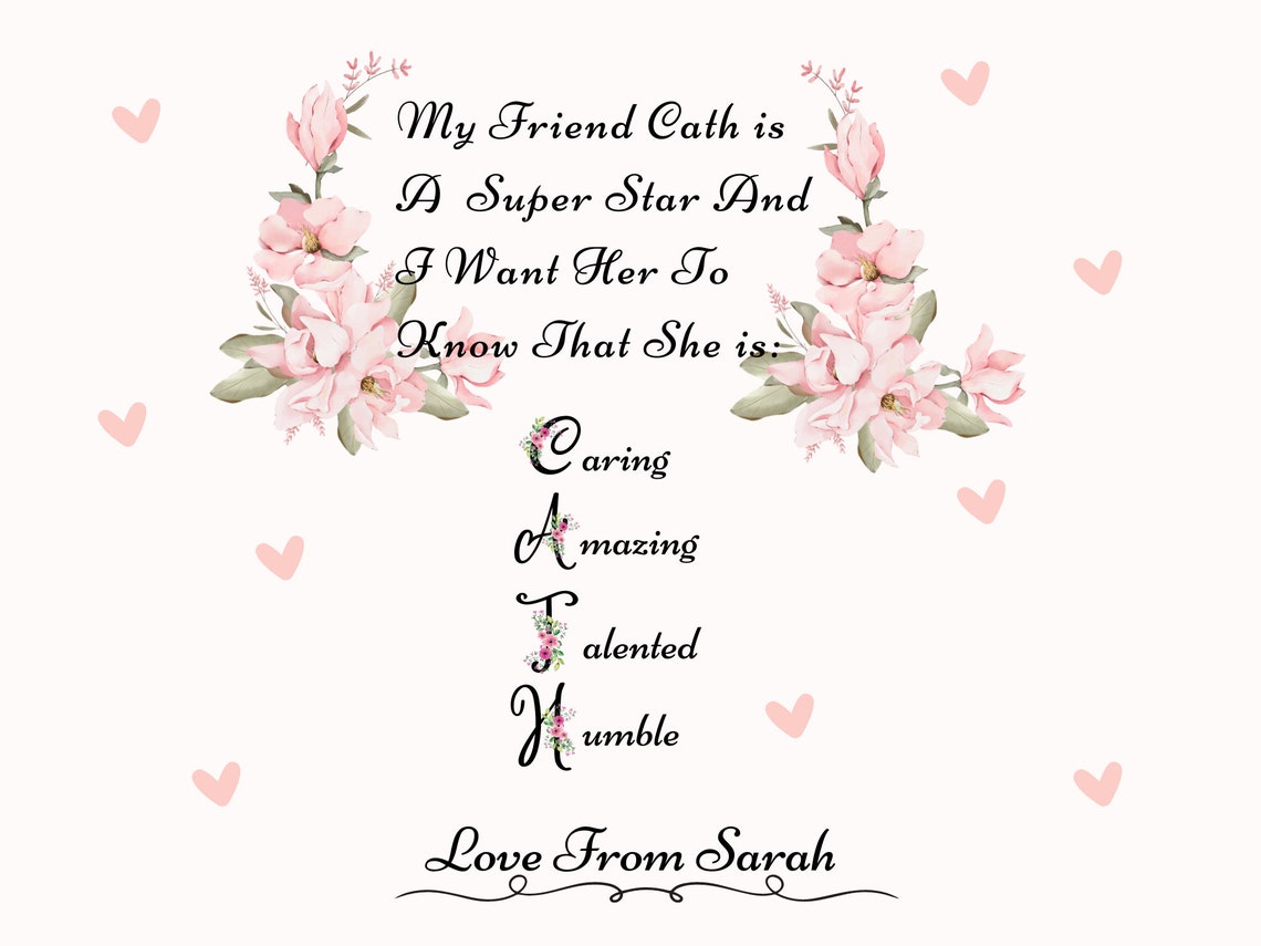 Customised Digital Acrostic Poem Custom Print Poetry for Friend ...