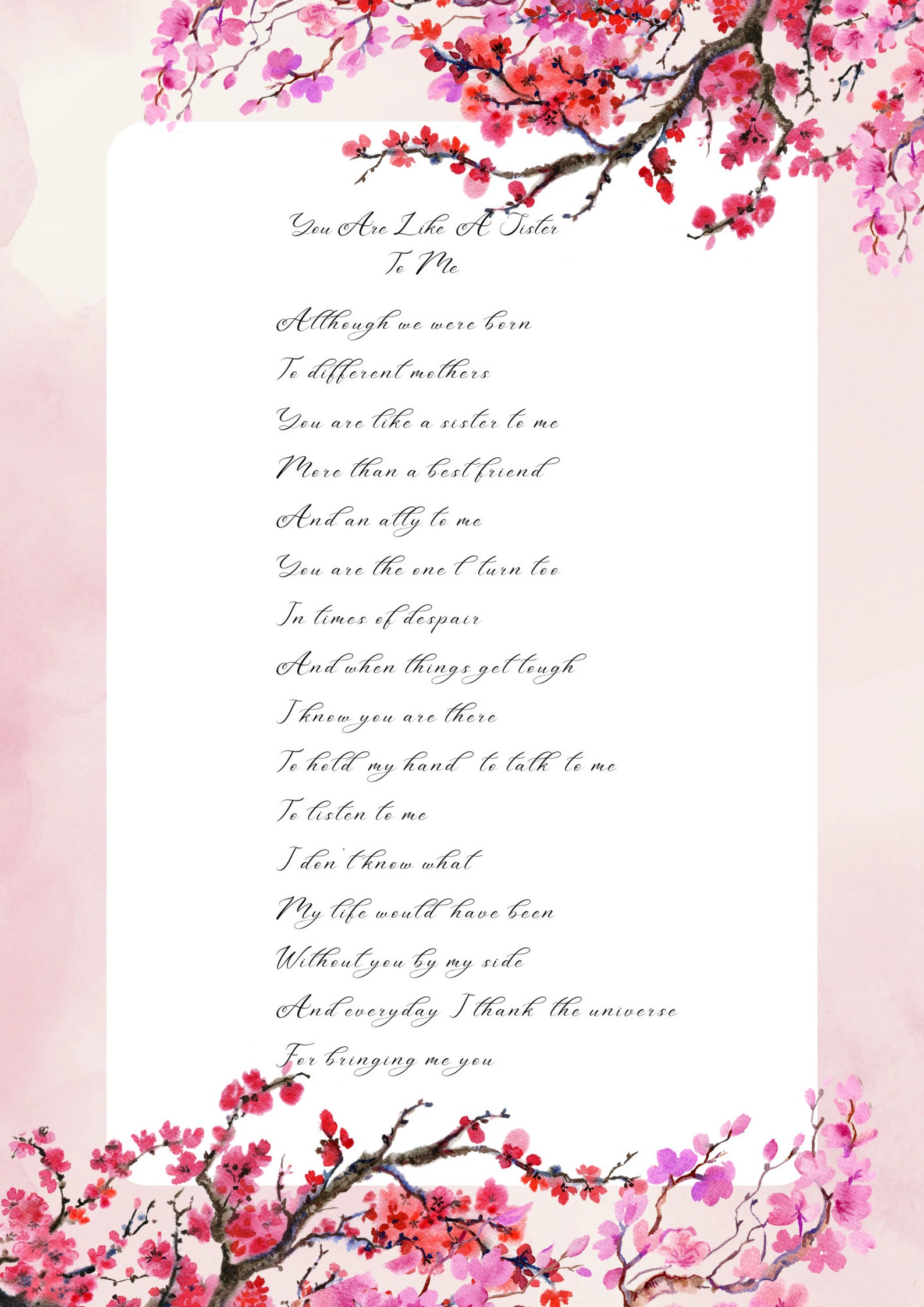 You Are Like a Sister to Me Poem a Special Poem for the Special Person ...