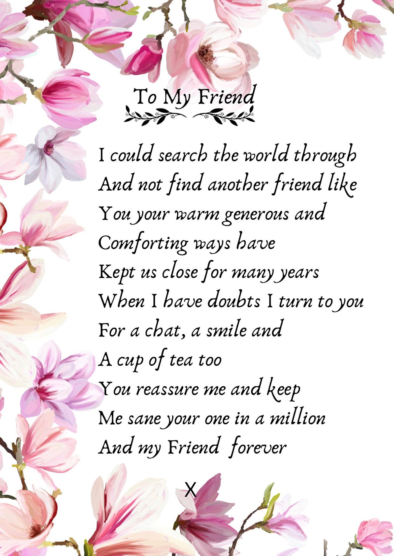 Customised Keepsake Poem for Special Friend | Bestie, Personalised ...