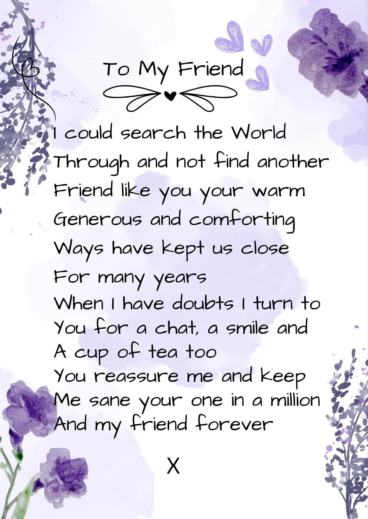 Customised Keepsake Poem for Special Friend | Bestie, Personalised ...