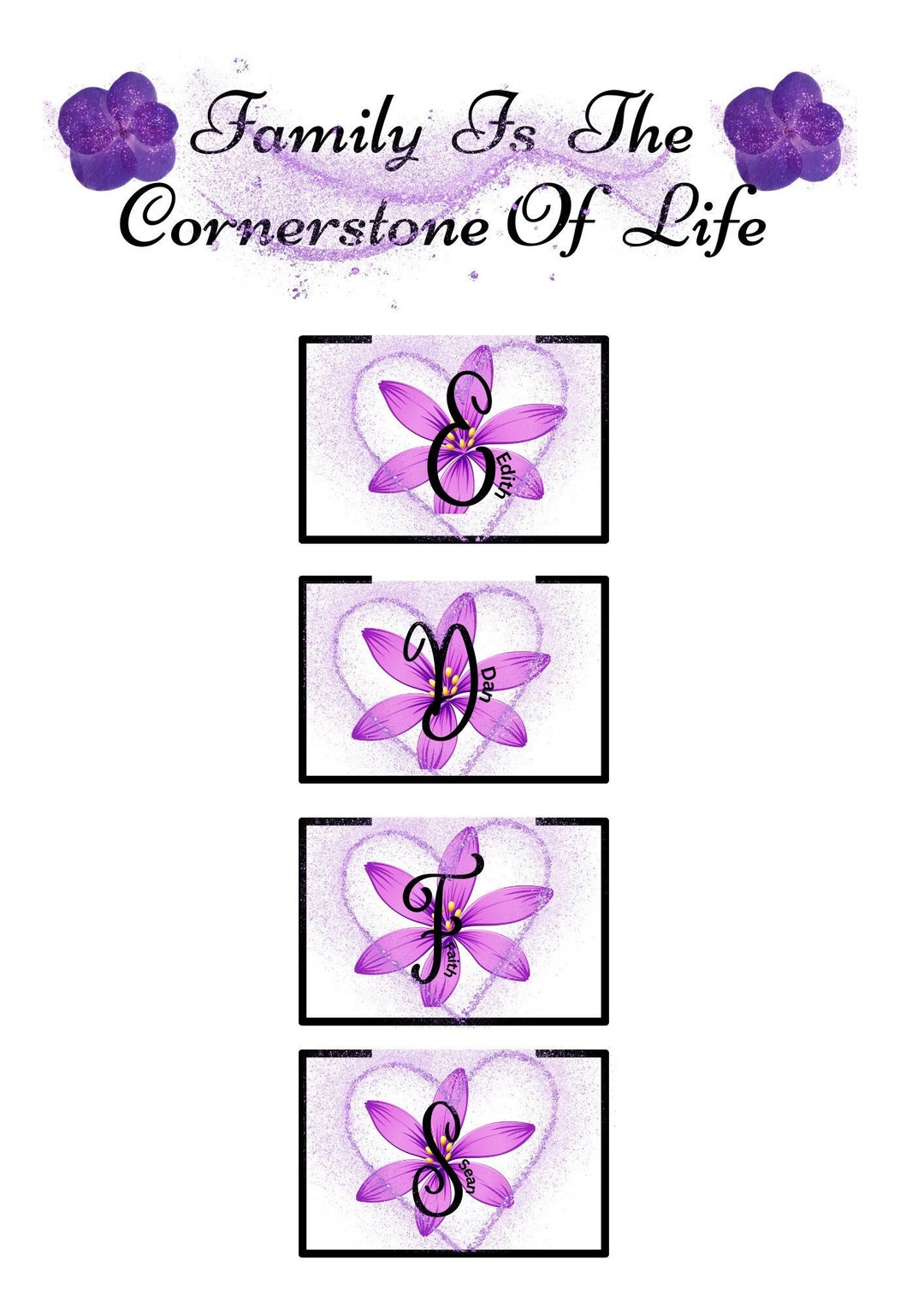 Custom Family Name Art Print | Floral Monogram (digital Download) - Etsy