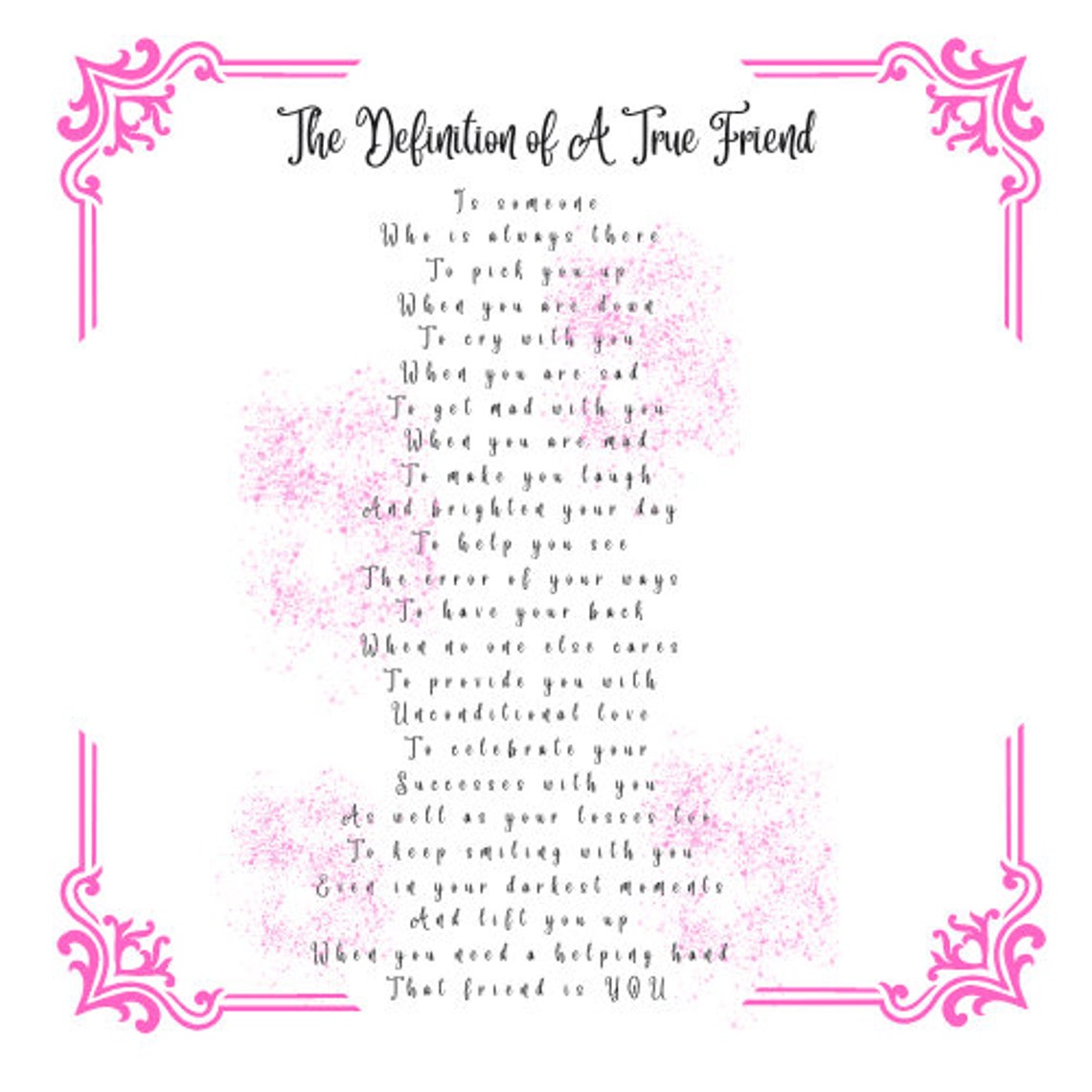 Personalised Friendship Text Customised Wall Decor Friendship Rose ...