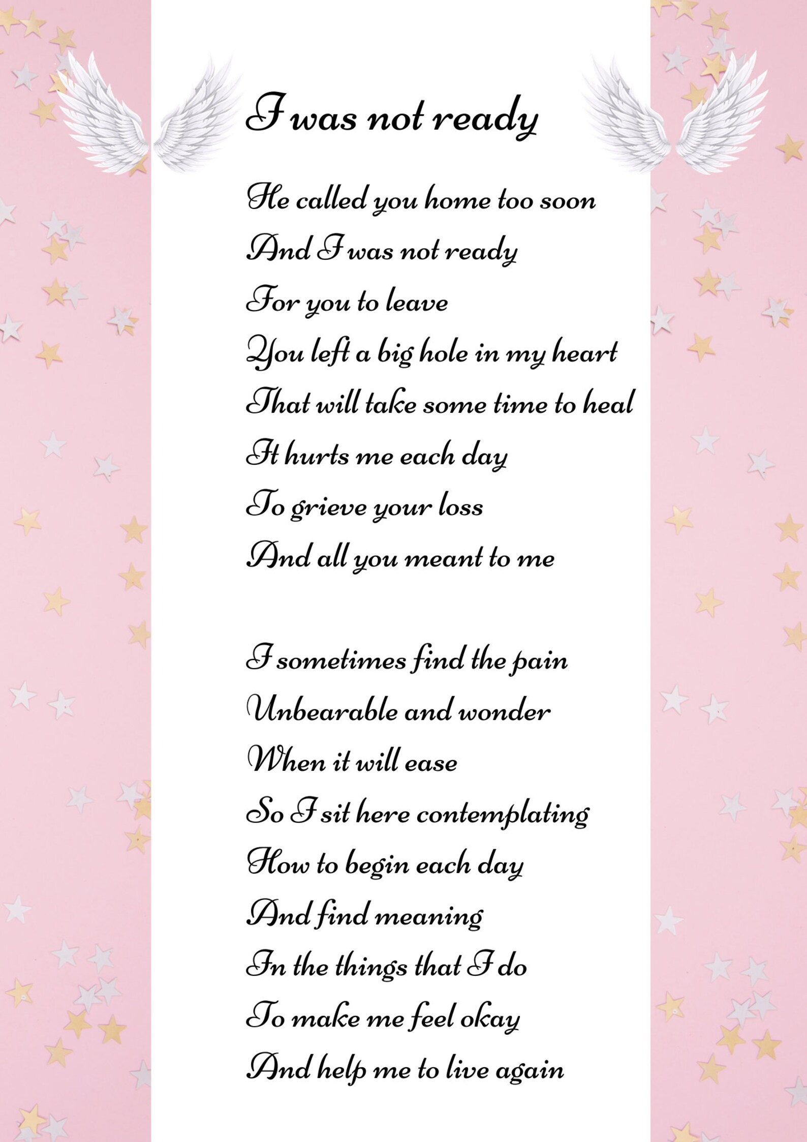 Sympathy Poem Print | Memorial Gift, Bereavement Poem (physical Print ...