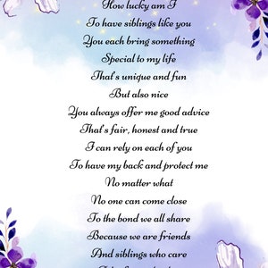 Personalised Siblings Poem | Unique Twins | Triplets | Squads | Poetry ...