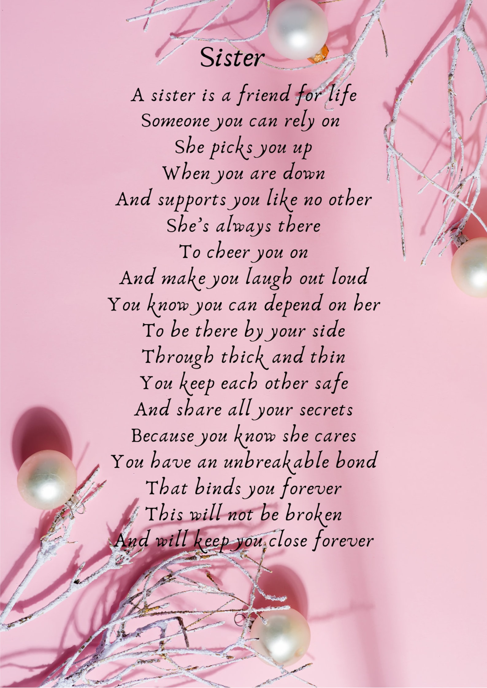 Sister Poem Big Sis Poem Personalised Poetry Prints for Sister Physical ...