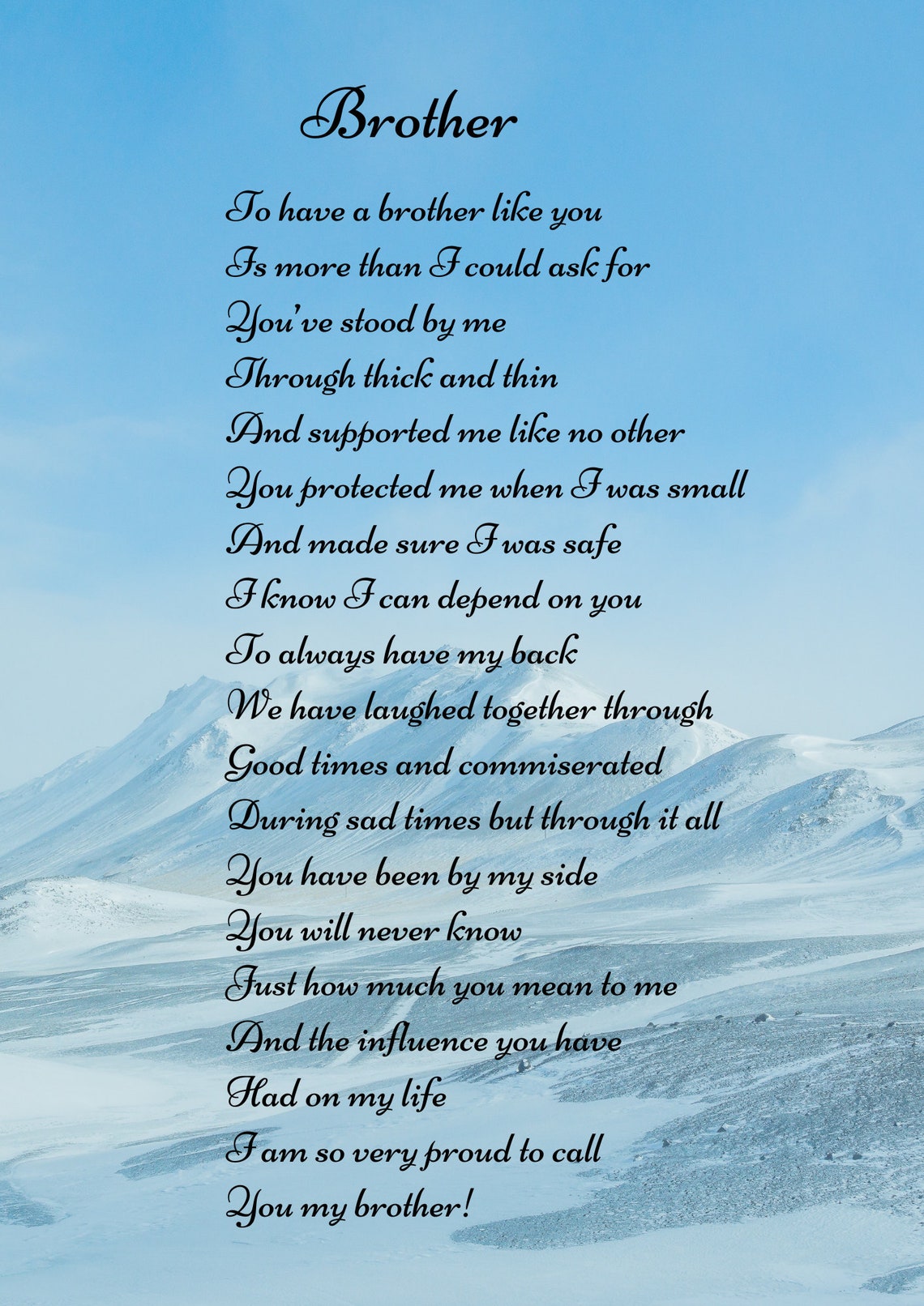Personalized Brother Poem Print | Gift for Brother (digital Download ...