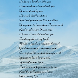 Personalized Brother Poem Print | Gift for Brother (digital Download ...