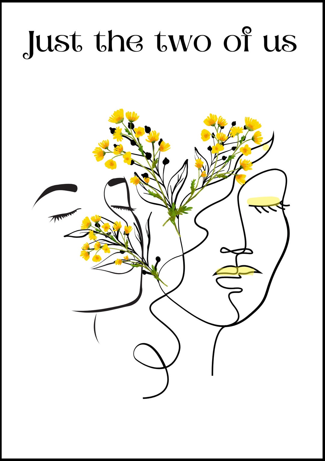 Abstract Artistic Women's Face Art Print | Just the Two of Us | Line ...