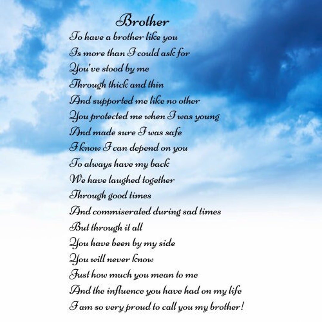 Personalised Poem for Brother Physical Print Instant - Etsy