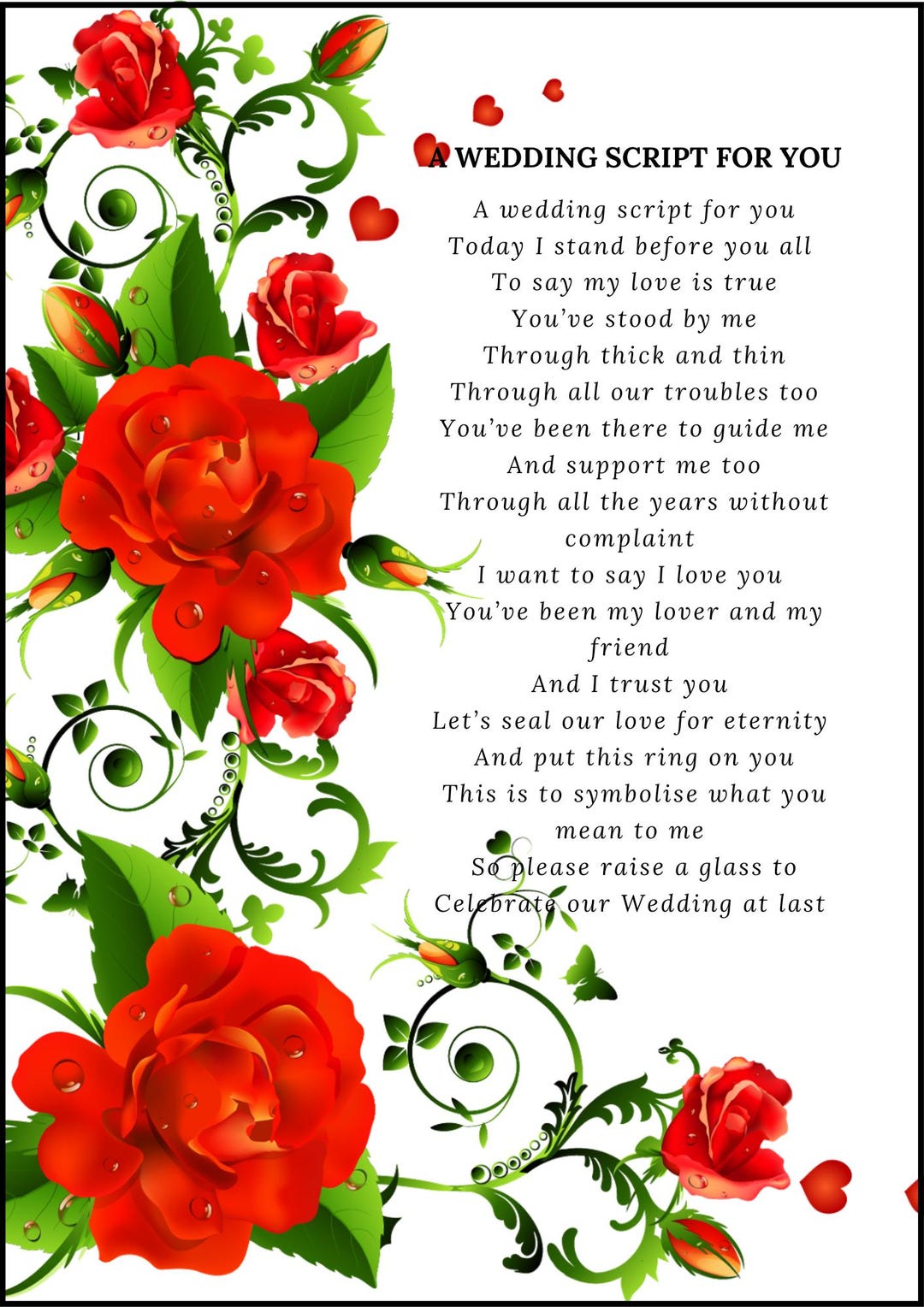 Custom Wedding Vows Print | Personalized Marriage Script (digital or ...
