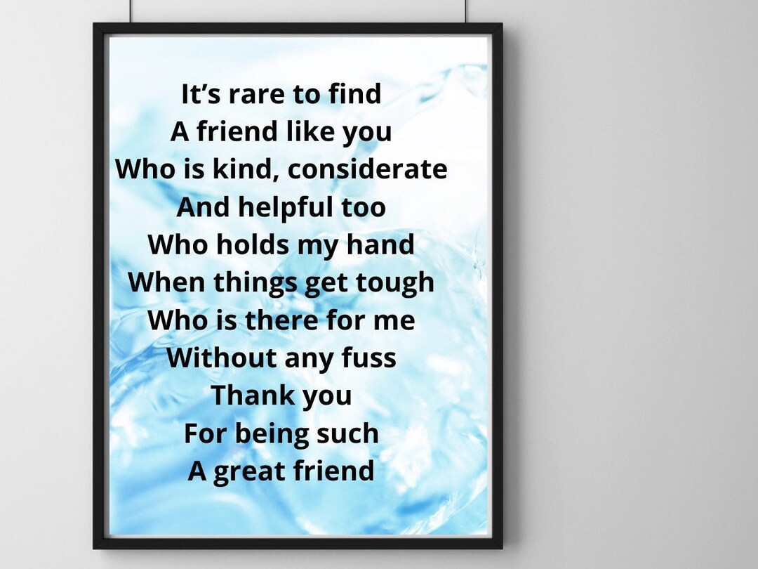 Personalised Poetry for Best Friend Physical Print Custom - Etsy