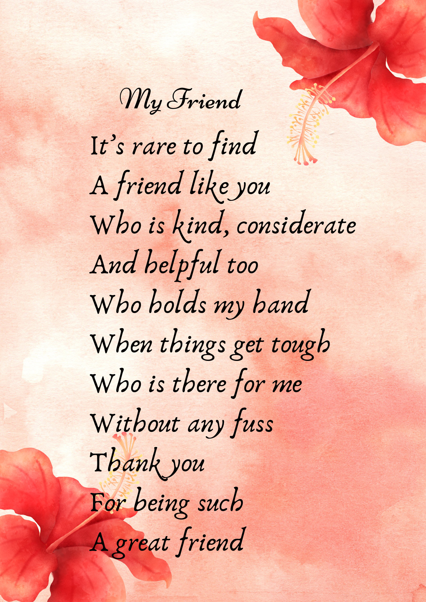 Personalised Poetry for Best Friend | Physical Print | Custom Name ...