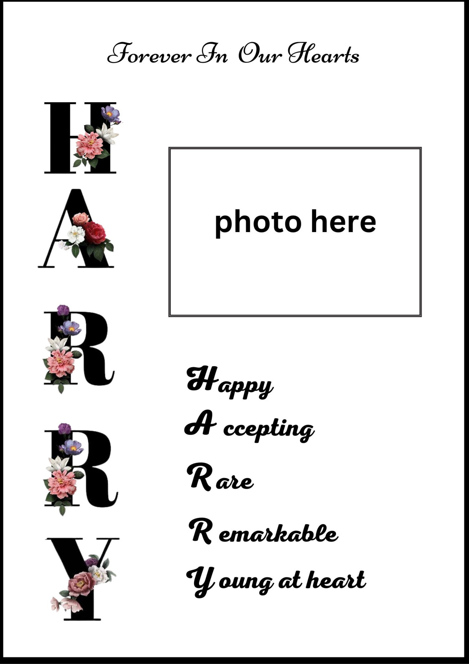 Beautiful and Unique Custom Funeral Acrostic Poems for Funerals, Wake ...