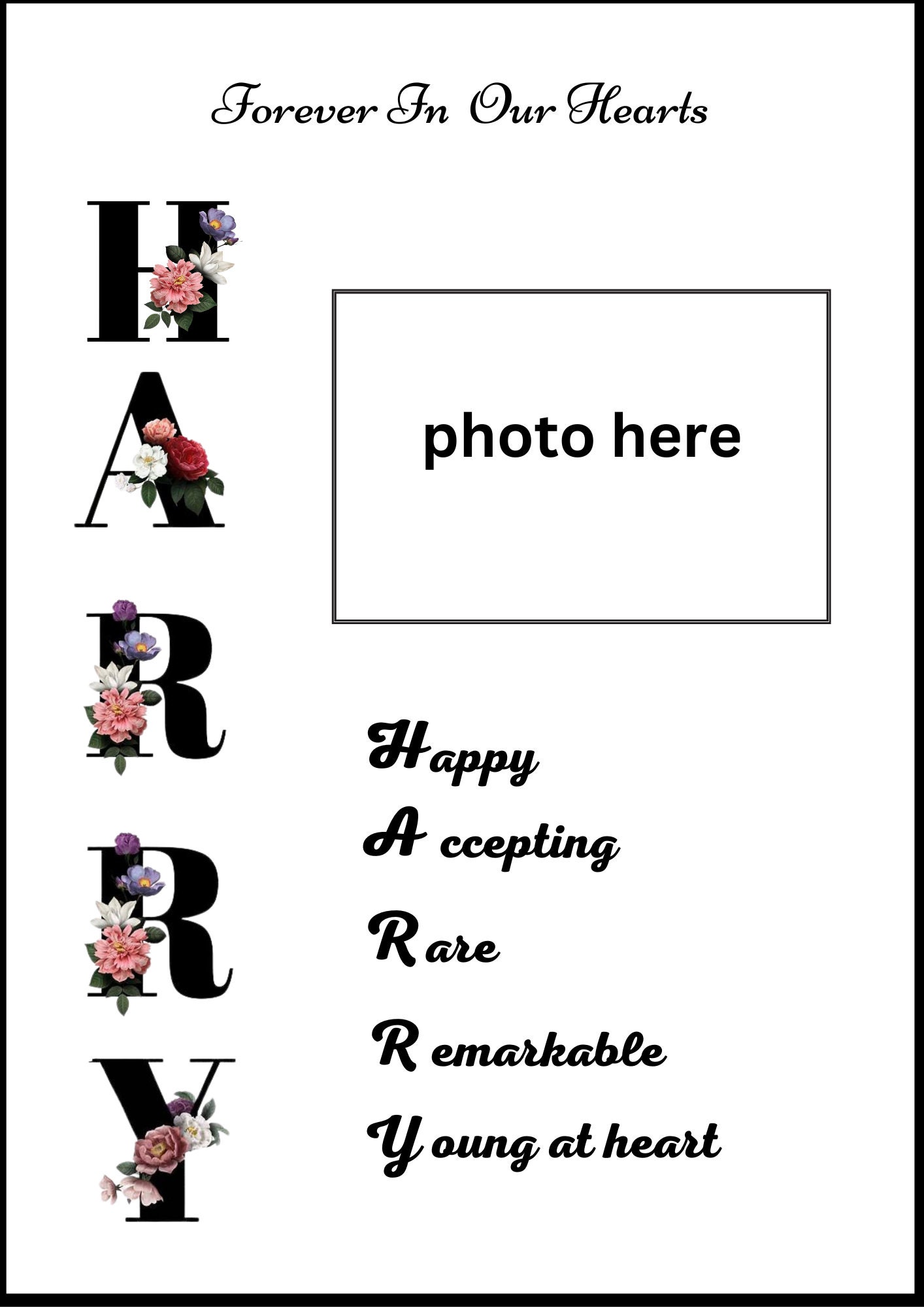 Beautiful and Unique Custom Funeral Acrostic Poems for Funerals, Wake ...