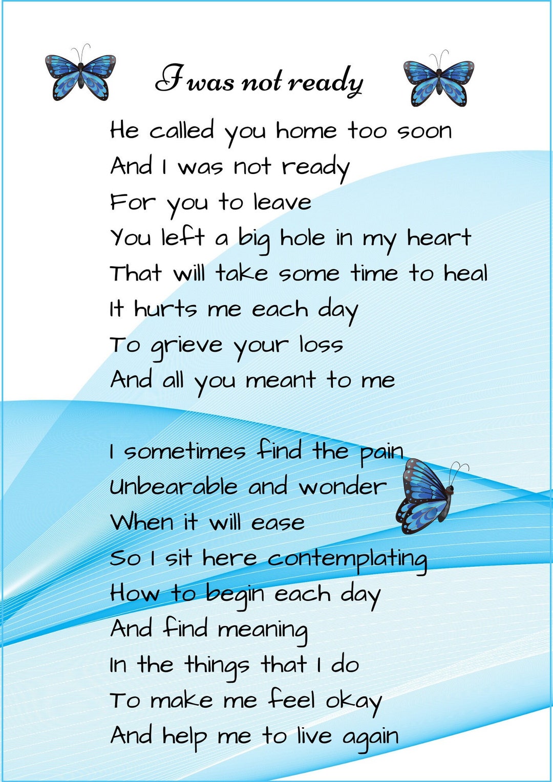Sympathy Poem Print | Memorial Gift, Bereavement Poem (physical Print ...