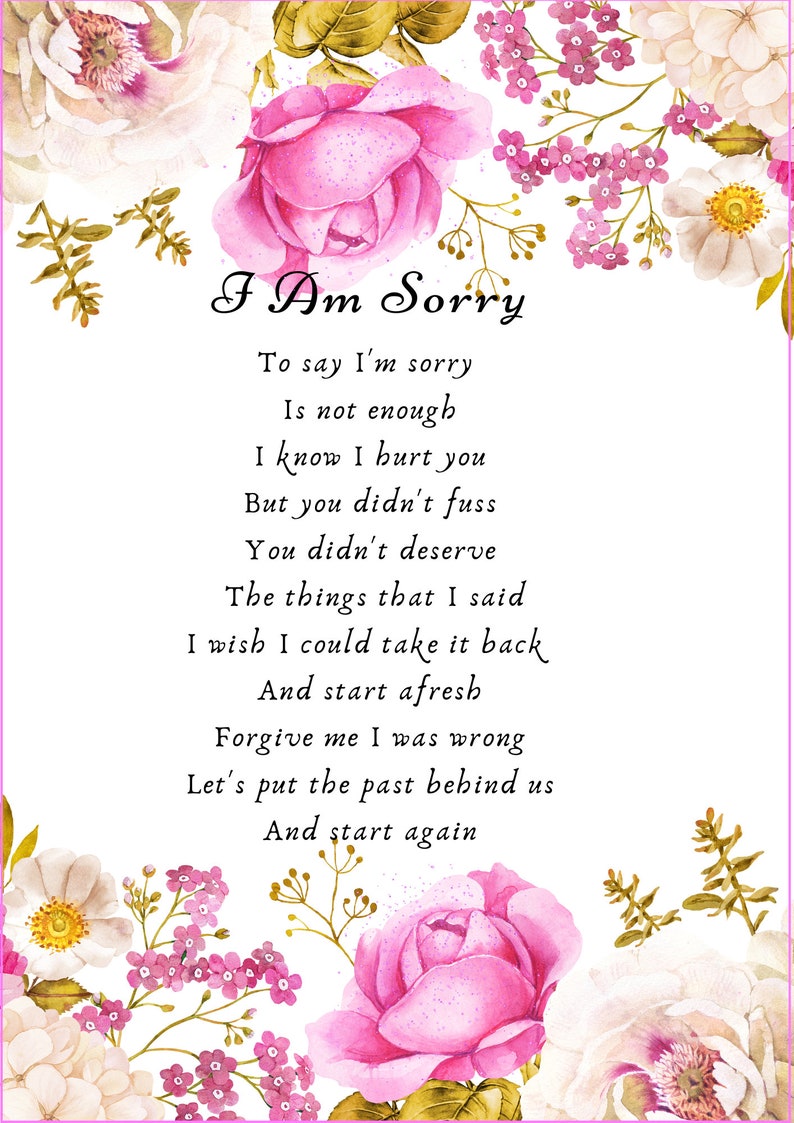 Best Poem for Saying Sorry Print | Custom Poetry to Apologise From ...