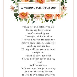Custom Wedding Vows Print | Personalized Marriage Script (digital or ...