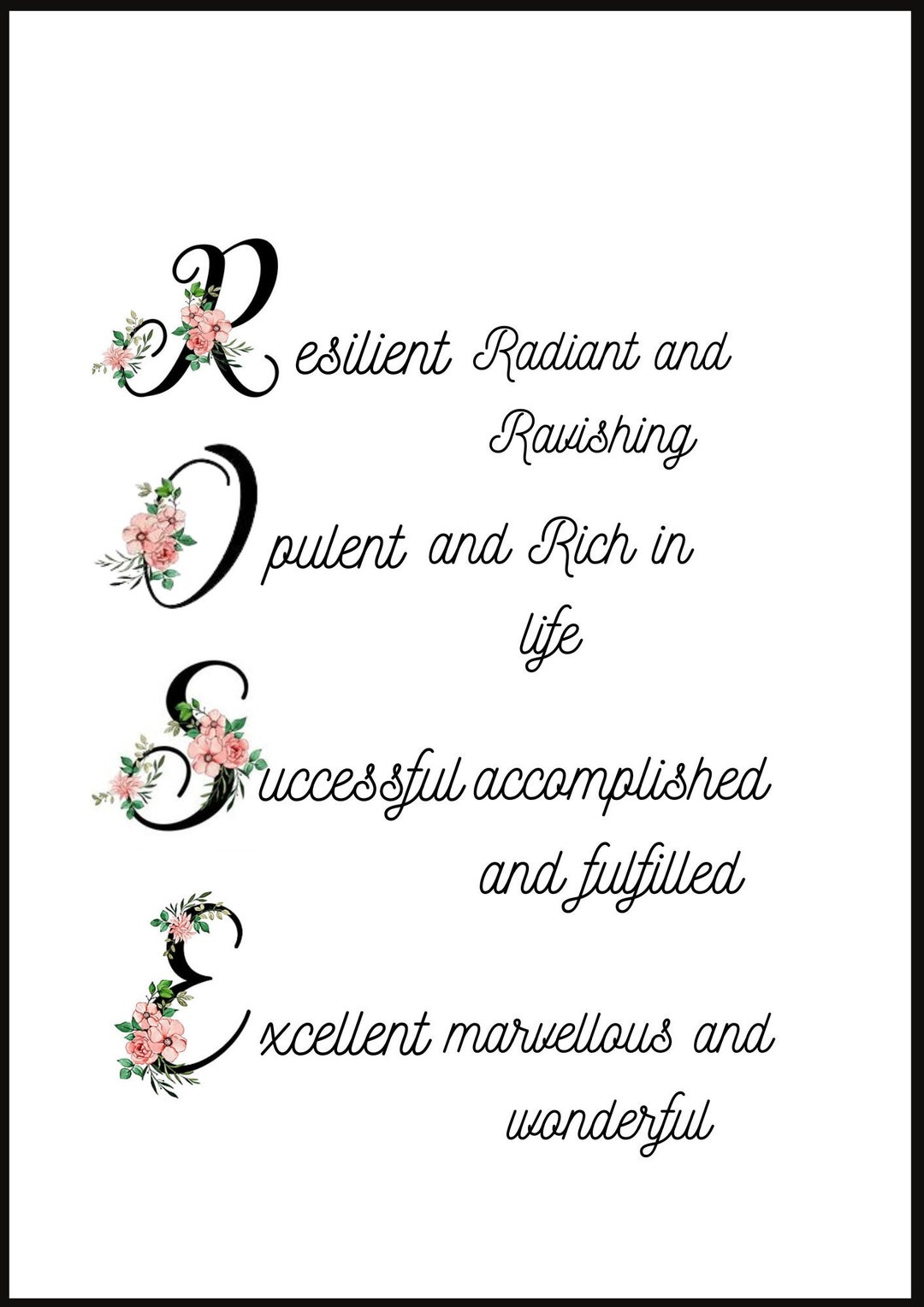 Beautiful Customised Physical and Digital Acrostic Poem | Personalised ...
