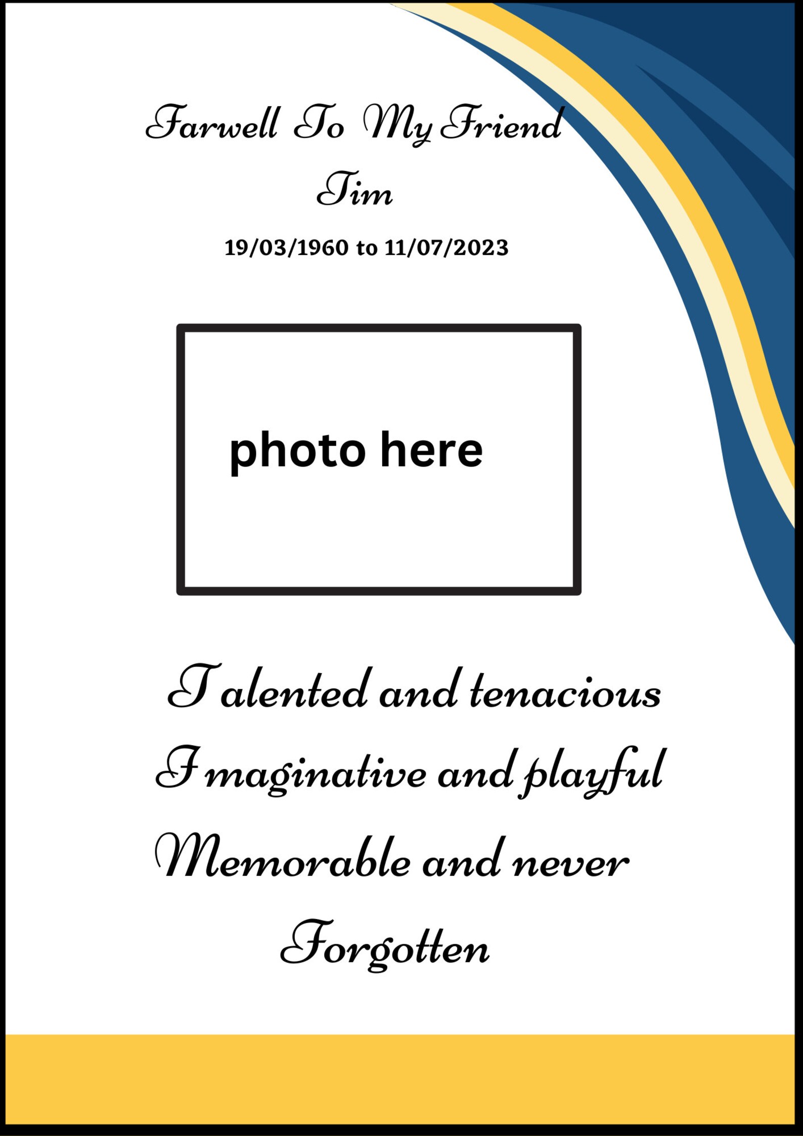 Beautiful and Unique Custom Funeral Acrostic Poems for Funerals, Wake ...