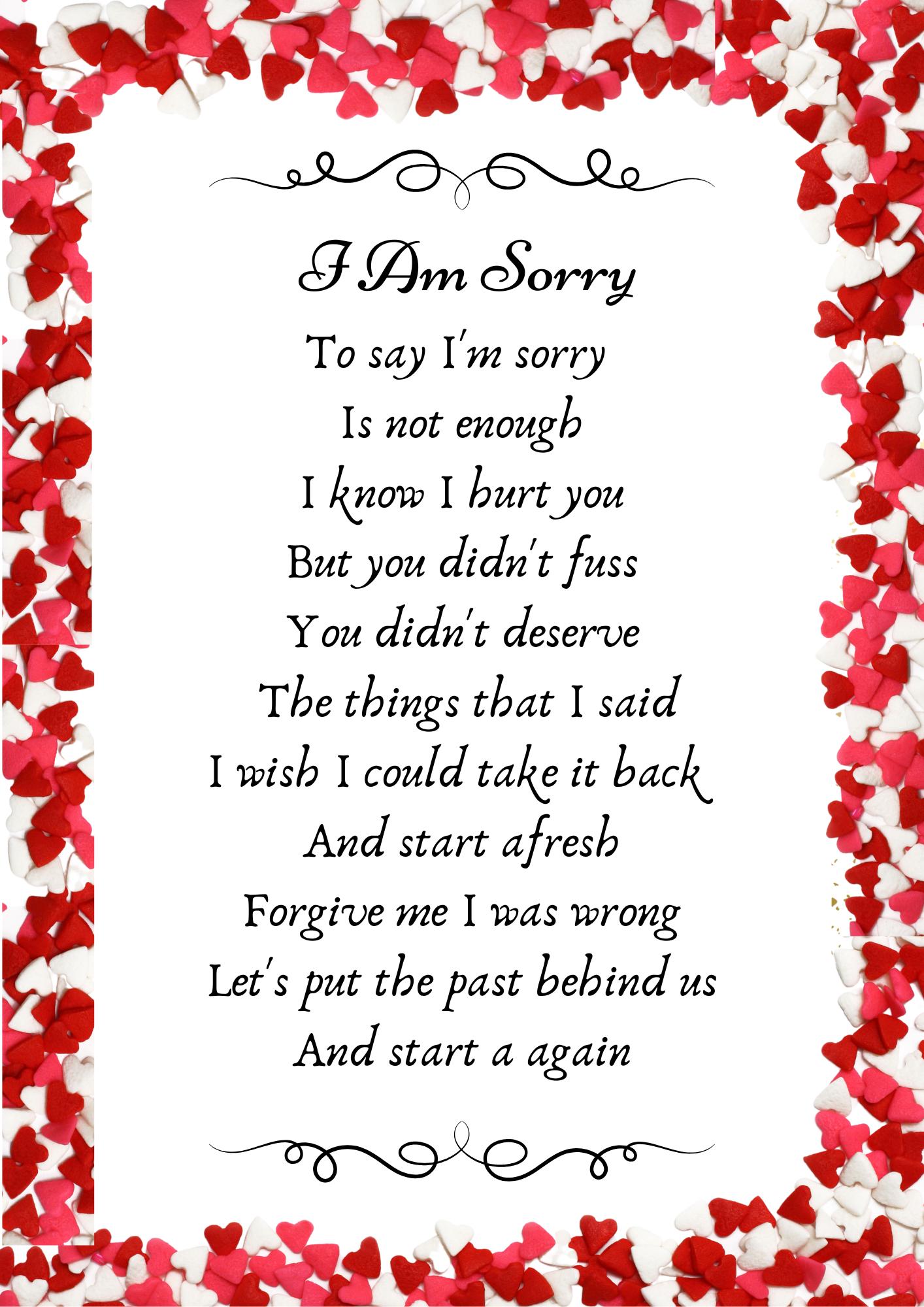 Best Poem for Saying Sorry Print | Custom Poetry to Apologise From ...