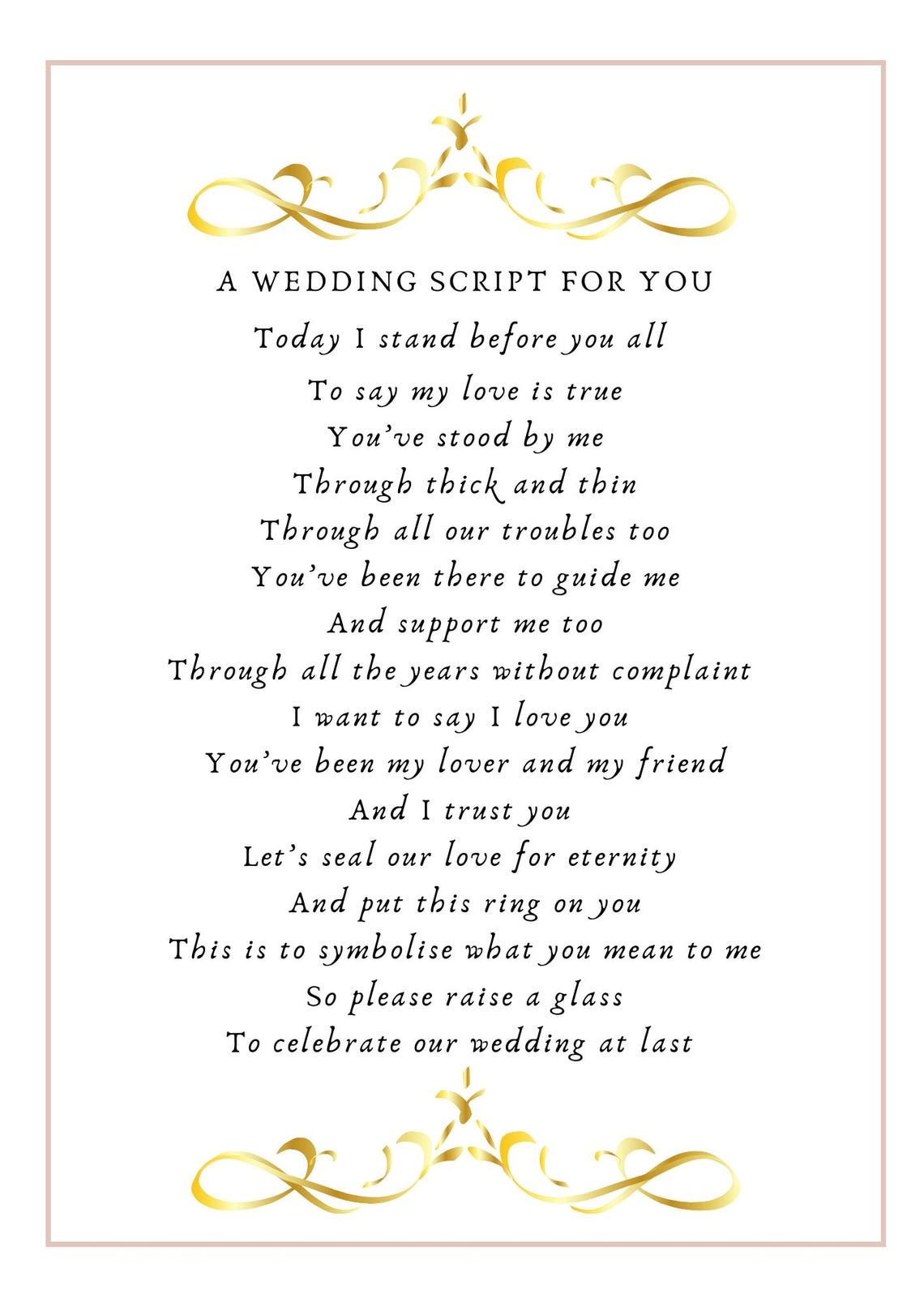 Custom Wedding Vows Print | Personalized Marriage Script (digital or ...