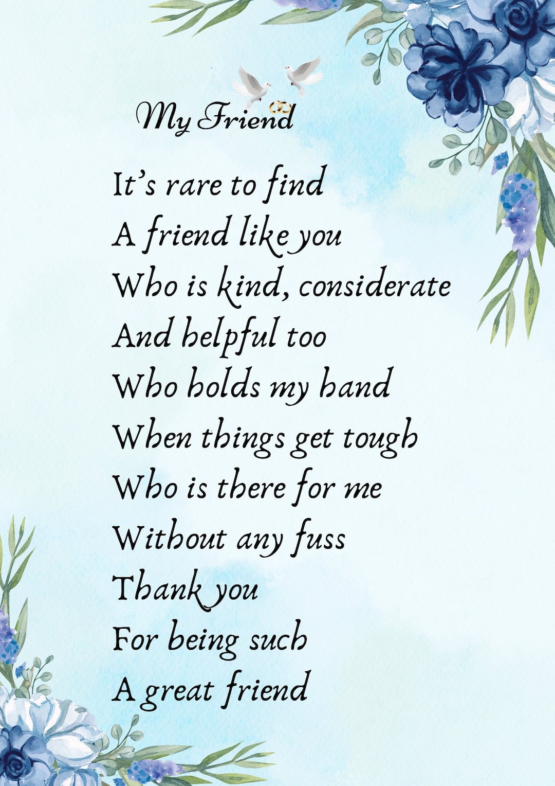 Personalised Poetry for Best Friend | Physical Print | Custom Name ...