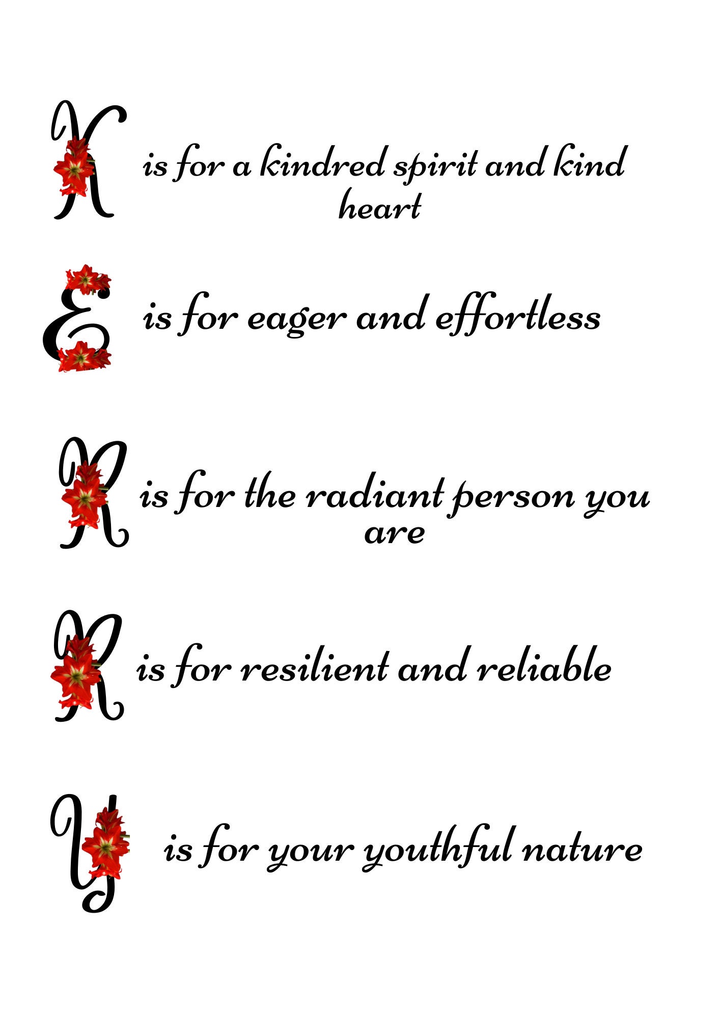 Beautiful Customised Physical and Digital Acrostic Poem | Personalised ...