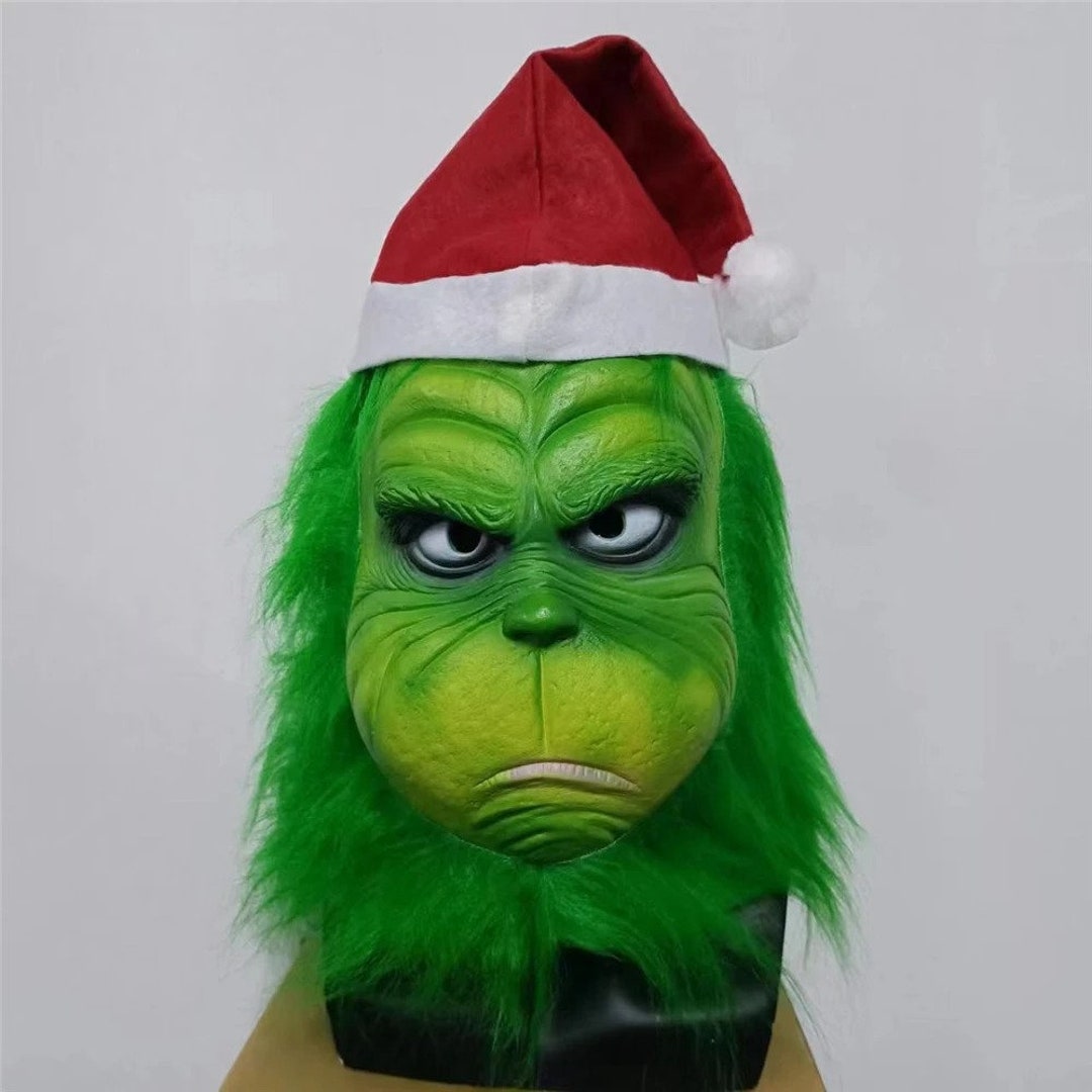 Festive Grinch Mask Christmas Mask, Cosplay, Latex Helmet, Halloween ...
