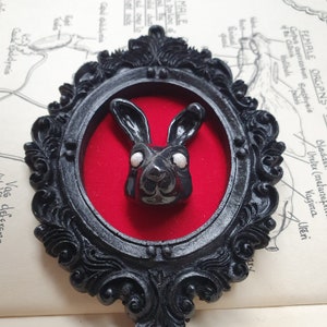 Rabbit Wall Art - Black Bunny Wall Decor, Gothic Home Decor, Black ...