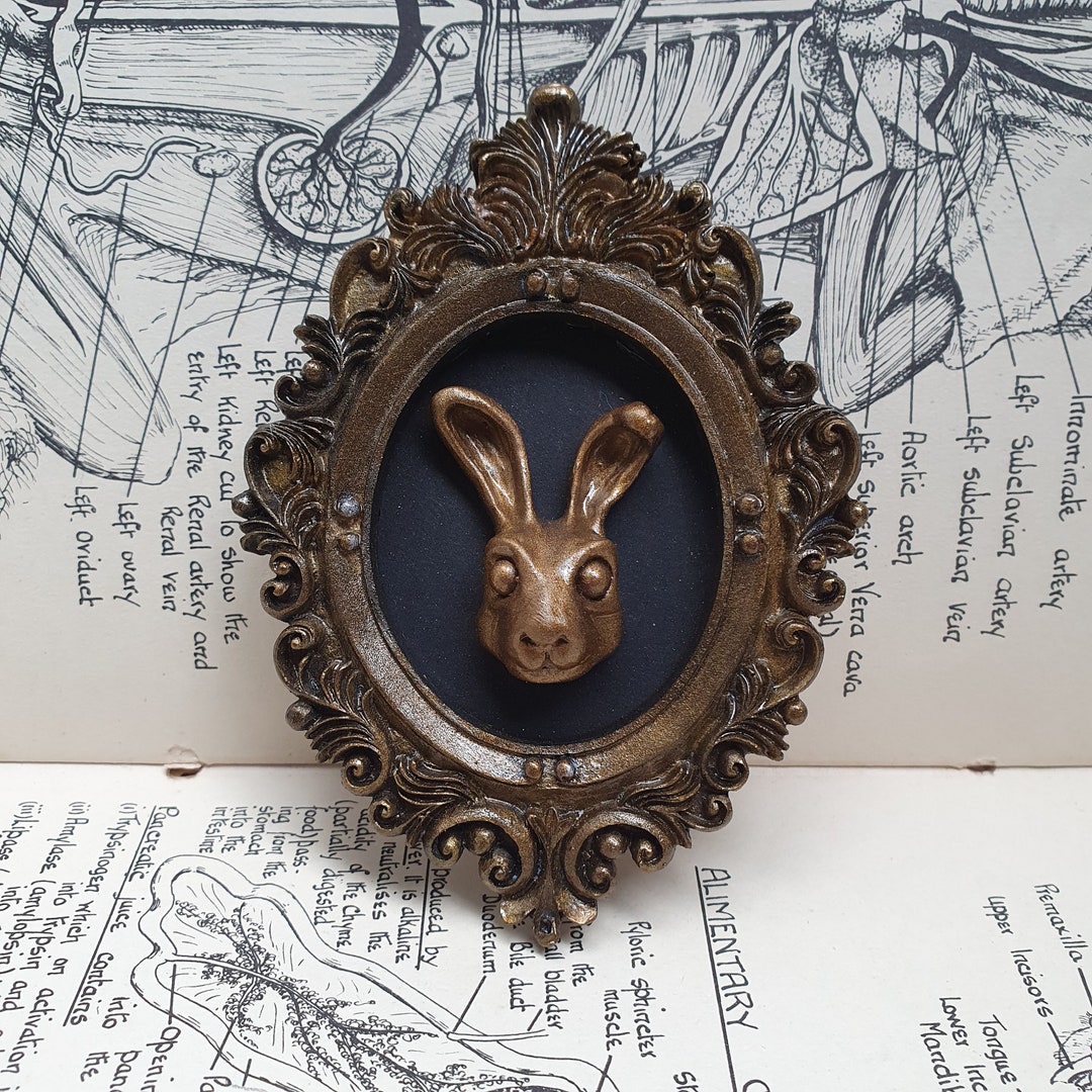 Golden Rabbit Wall Art, Gold Bunny Wall Decor, Rabbit Frame, Bunny Head ...